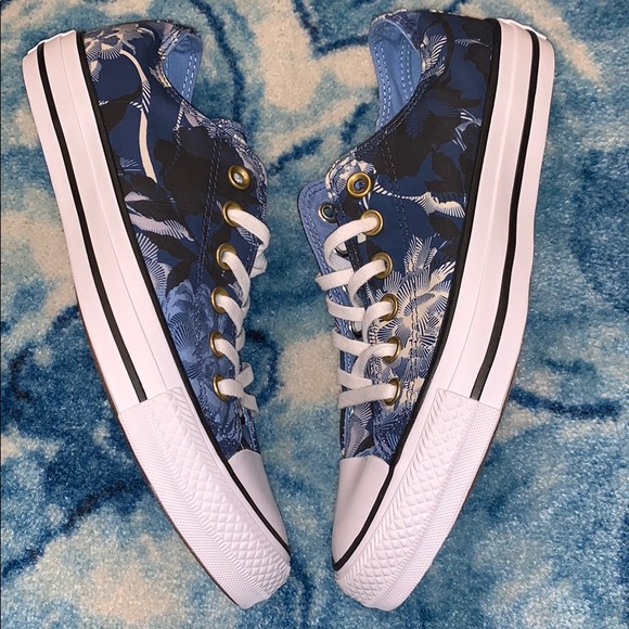 Converse | Shoes | Converse Ctas Ox Women Blue Floral Shoes New | Poshmark